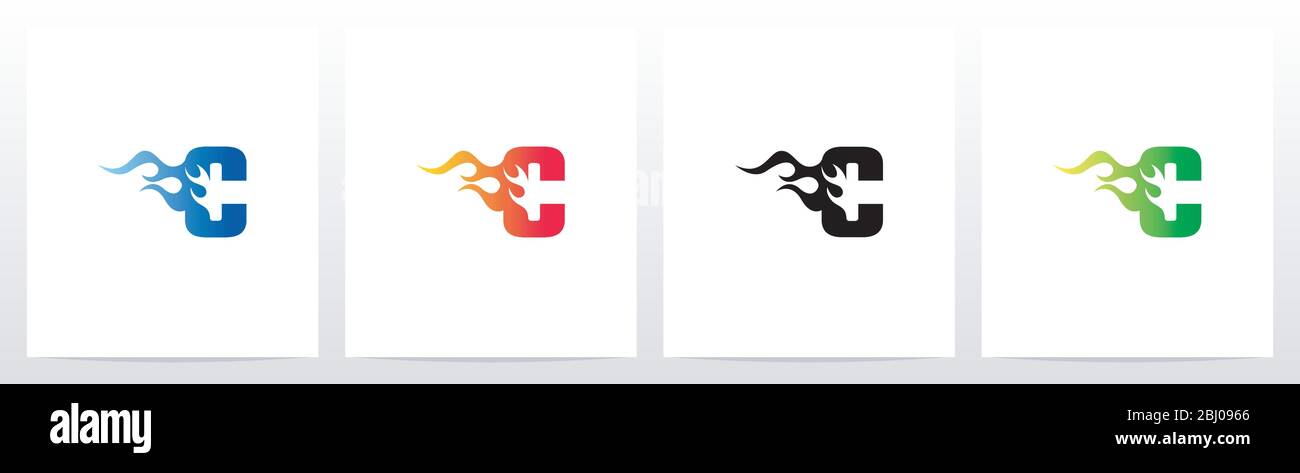 Fire Flame On Letter Logo Design C Stock Vector Image & Art - Alamy