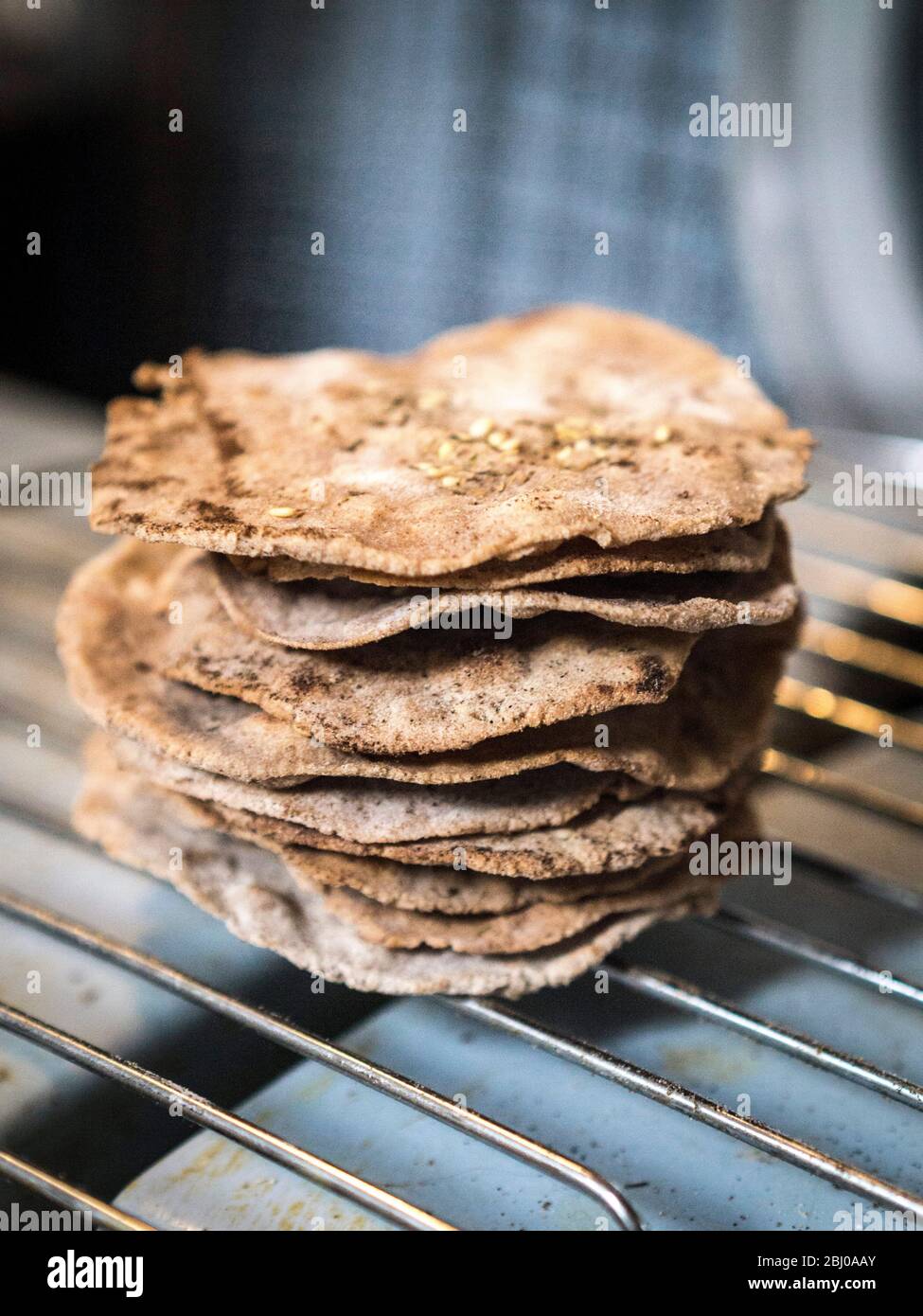 Homemade buckwheat crispbreads, drying on old Rayburn Stock Photo - Alamy