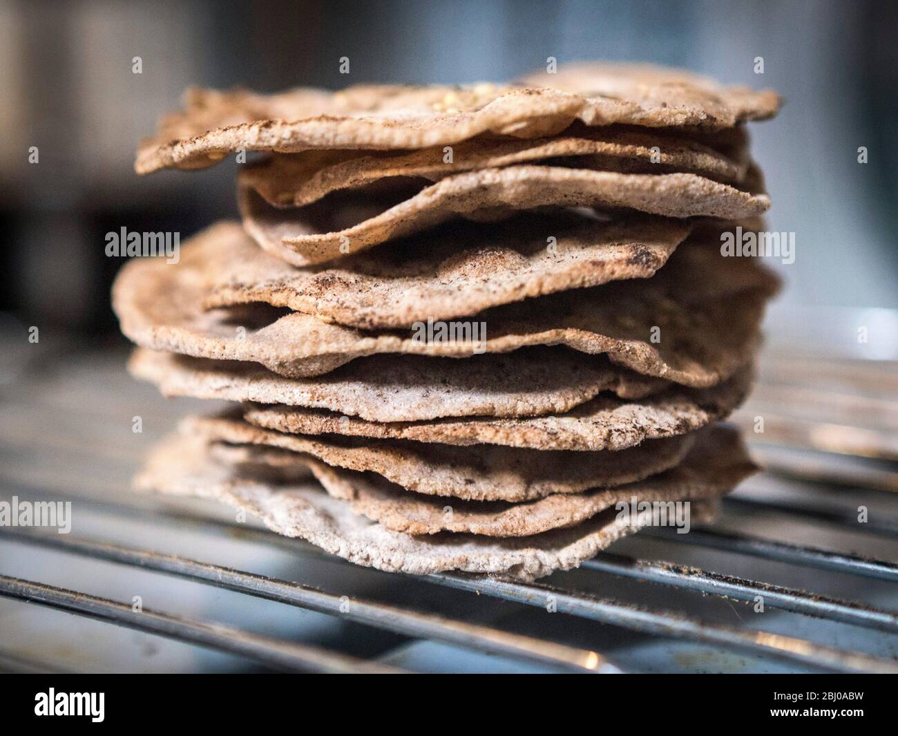 Homemade buckwheat crispbreads, drying on old Rayburn Stock Photo - Alamy