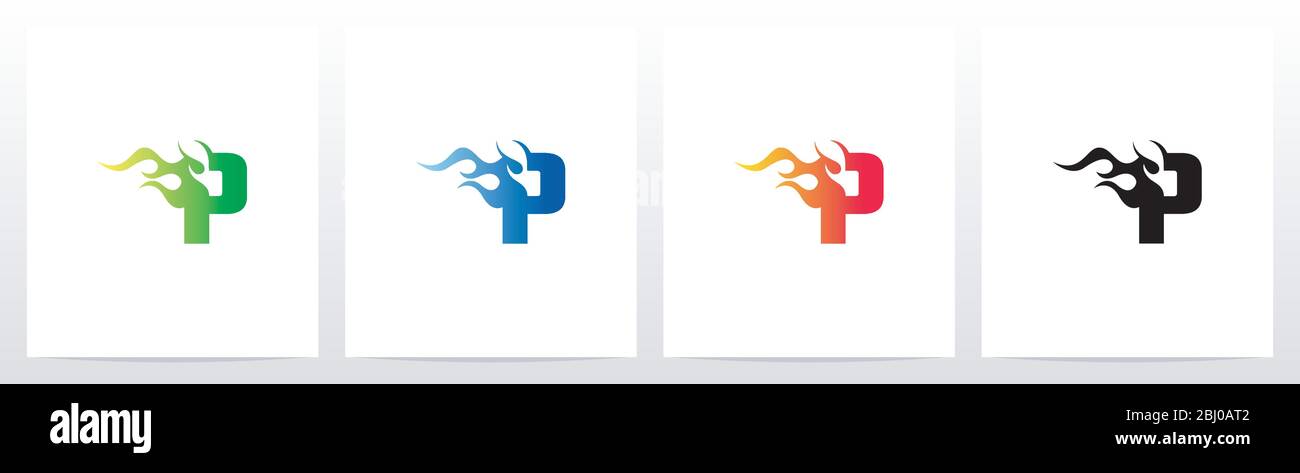 Fire Flame On Letter Logo Design P Stock Vector Image & Art - Alamy