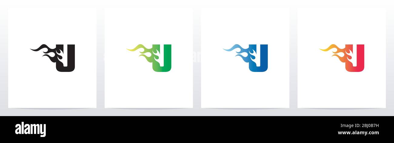 Fire Flame On Letter Logo Design U Stock Vector Image & Art - Alamy