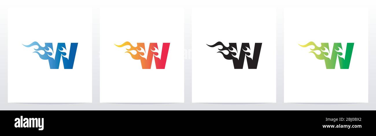 Fire Flame On Letter Logo Design W Stock Vector Image & Art - Alamy