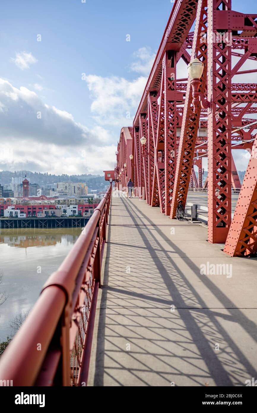 Drawbridge transportation and pedestrian Broadway bridge over the ...