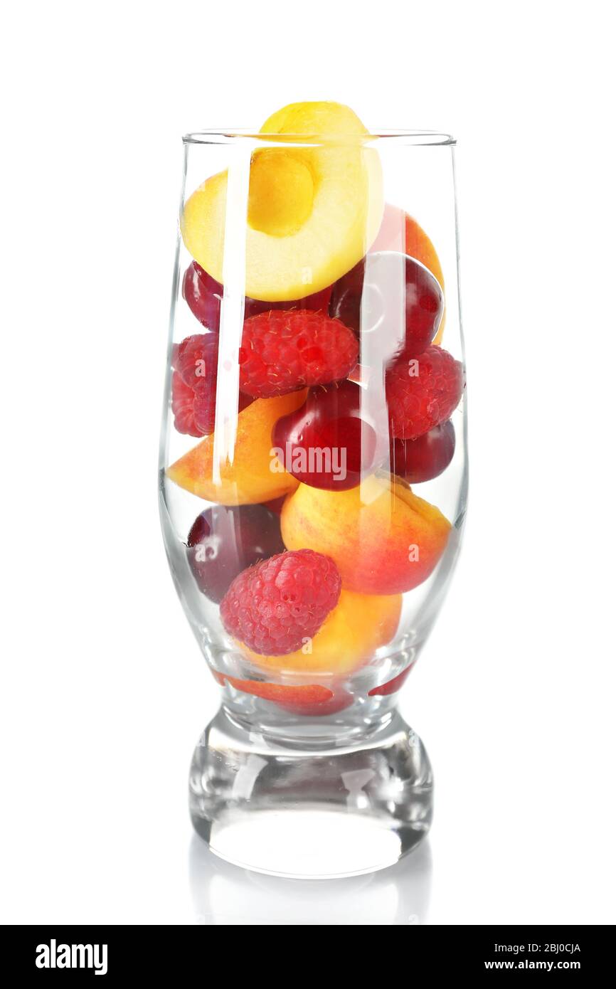 Glass of berries and fruits isolated on white Stock Photo - Alamy