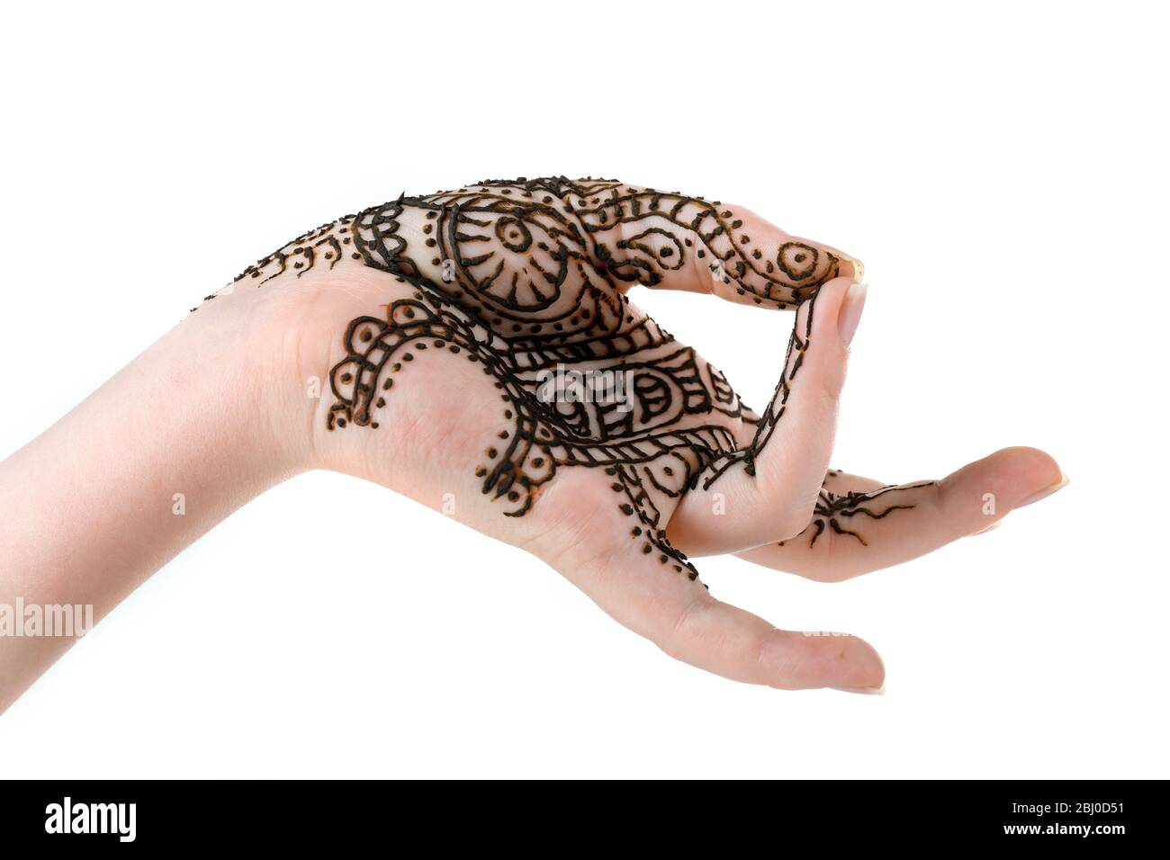 Image of henna on female hand isolated on white Stock Photo - Alamy