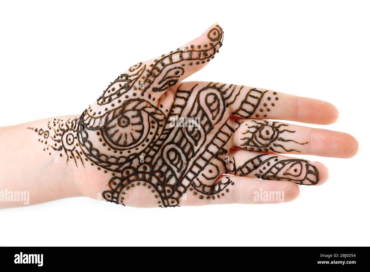 Image of henna on female hand isolated on white Stock Photo - Alamy