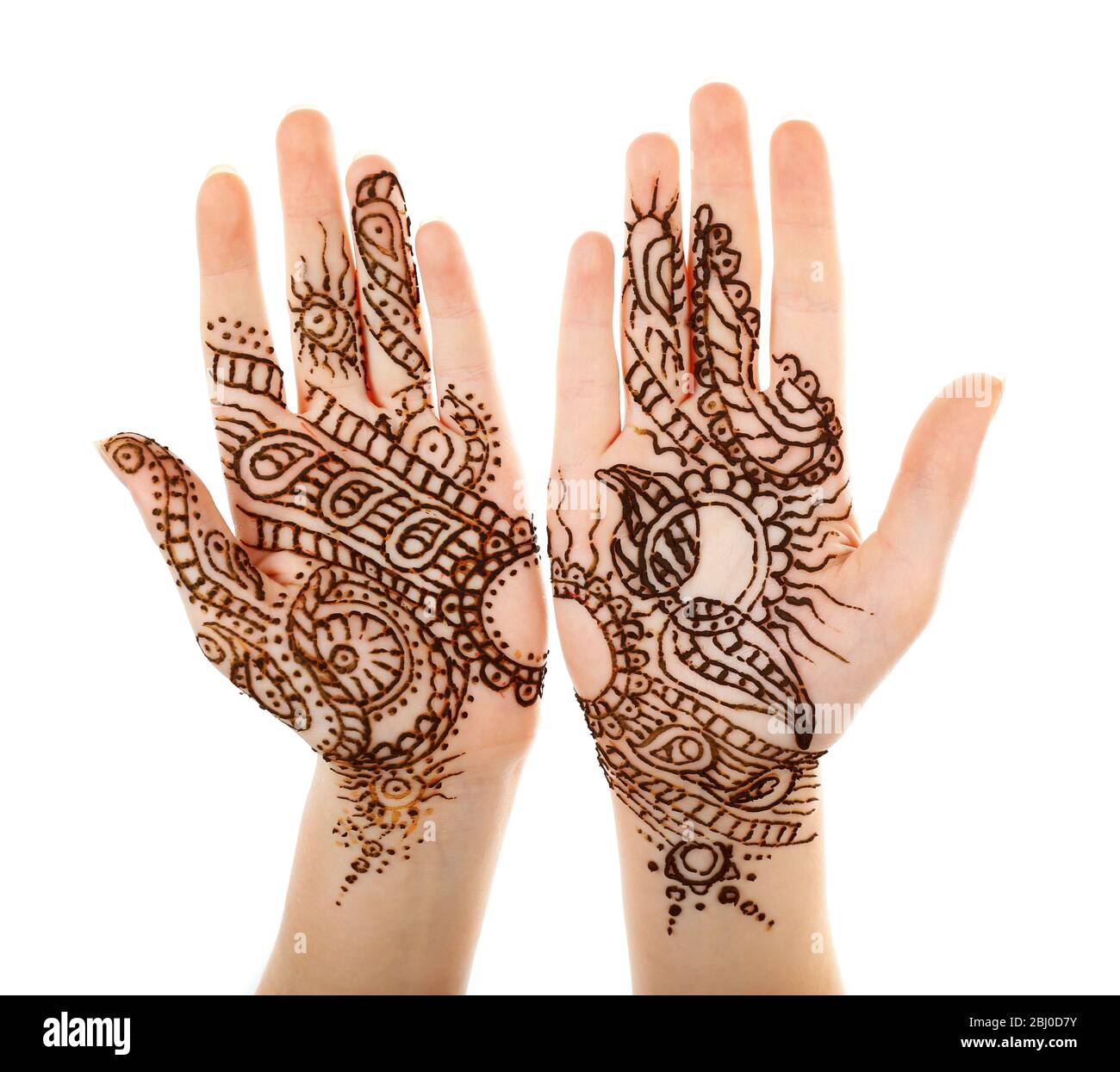 Image of henna on female hands isolated on white Stock Photo - Alamy