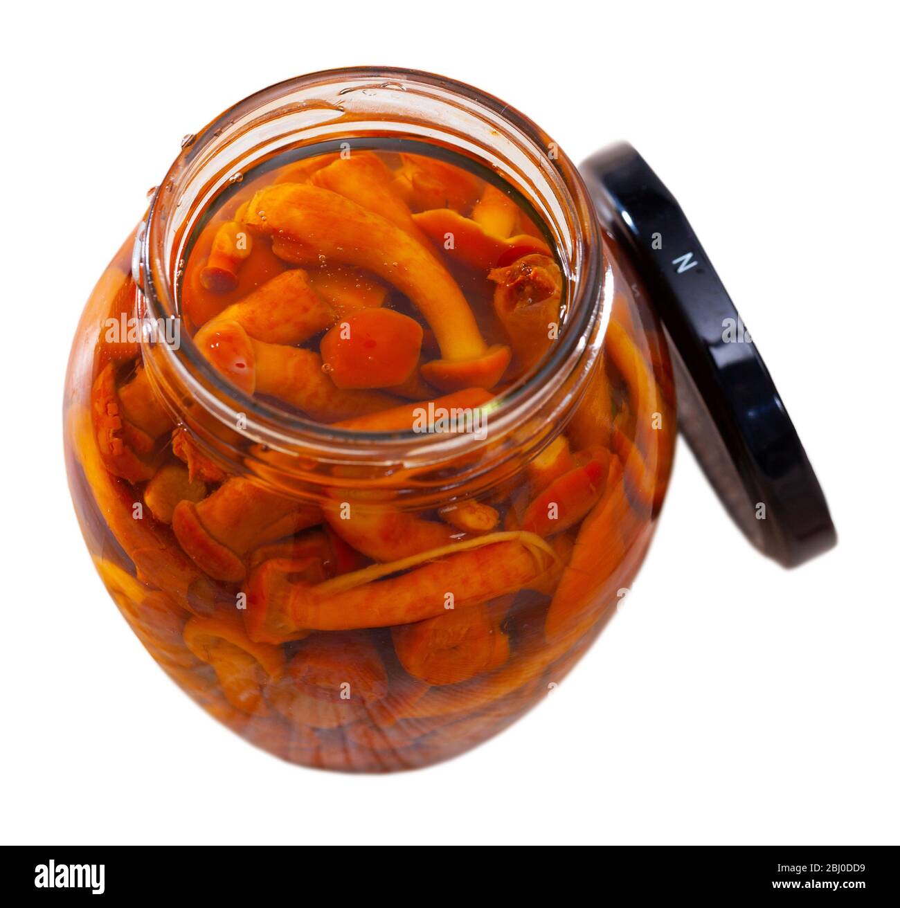 Marinated delicious mushrooms nameko closeup. Isolated over white ...