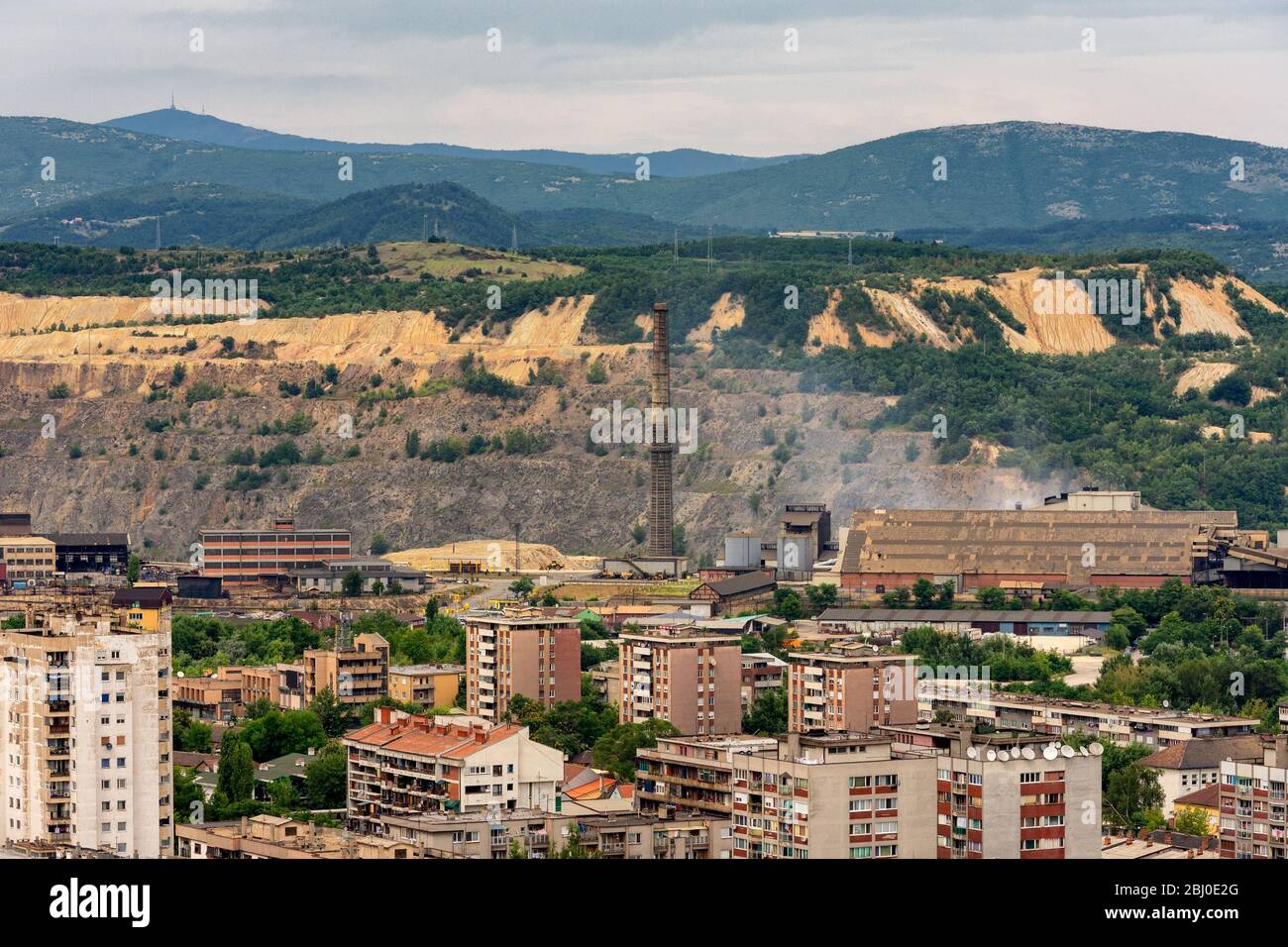 Bor / Serbia - July 13, 2019: Copper mine and smelting complex of Zijin ...