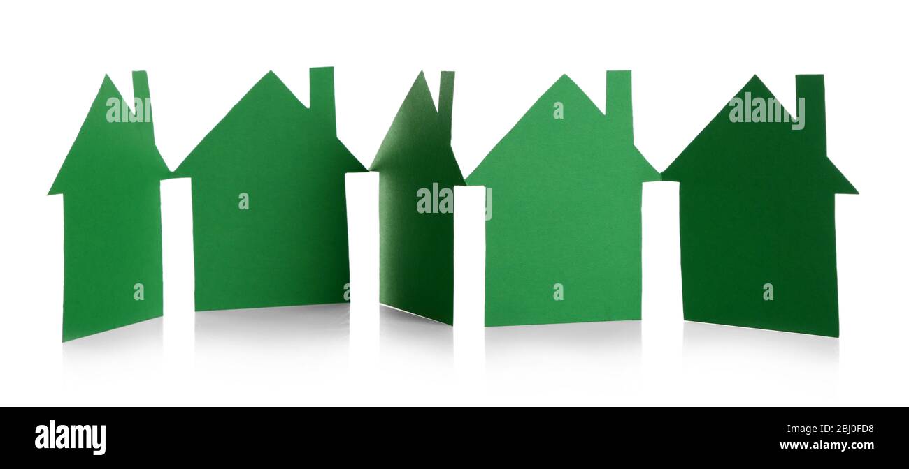 Paper houses isolated on white Stock Photo - Alamy