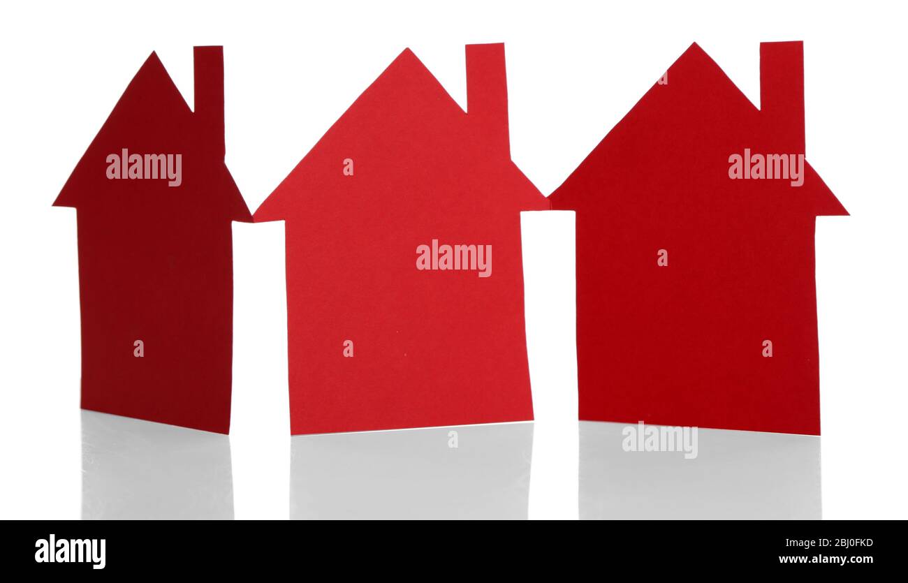 Paper houses isolated on white Stock Photo - Alamy