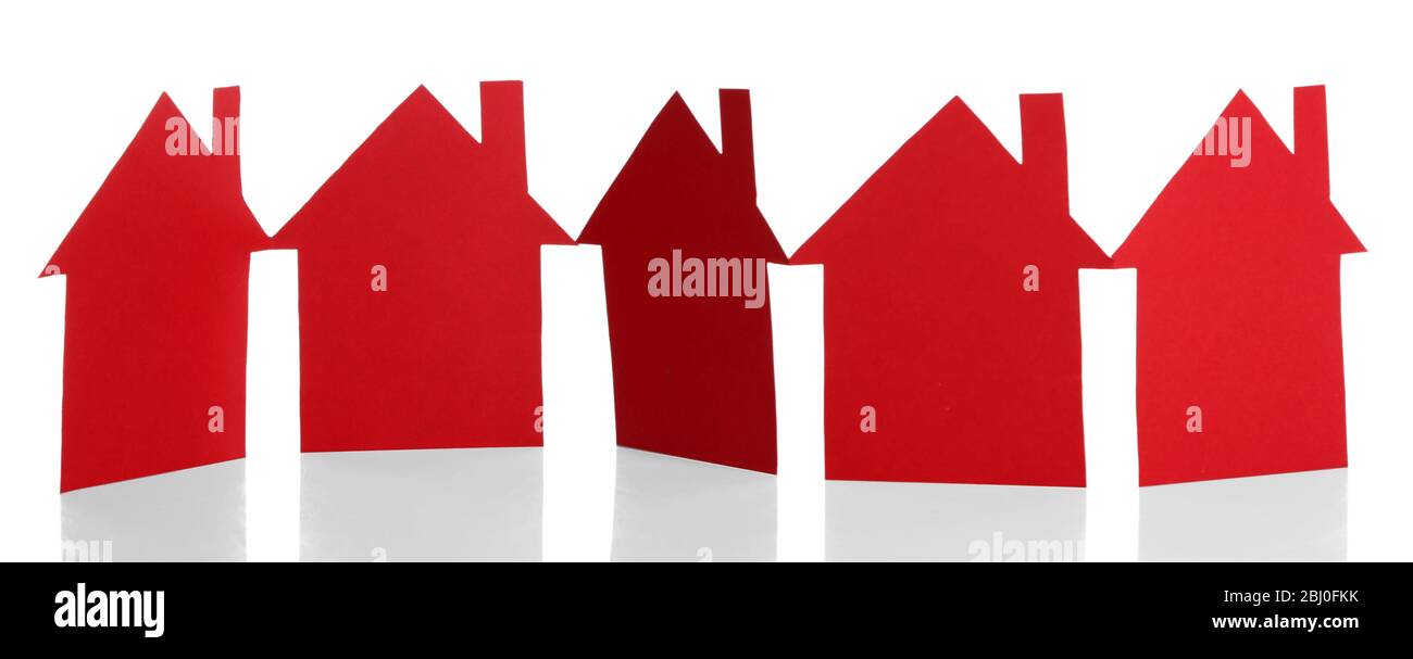 Paper houses isolated on white Stock Photo - Alamy