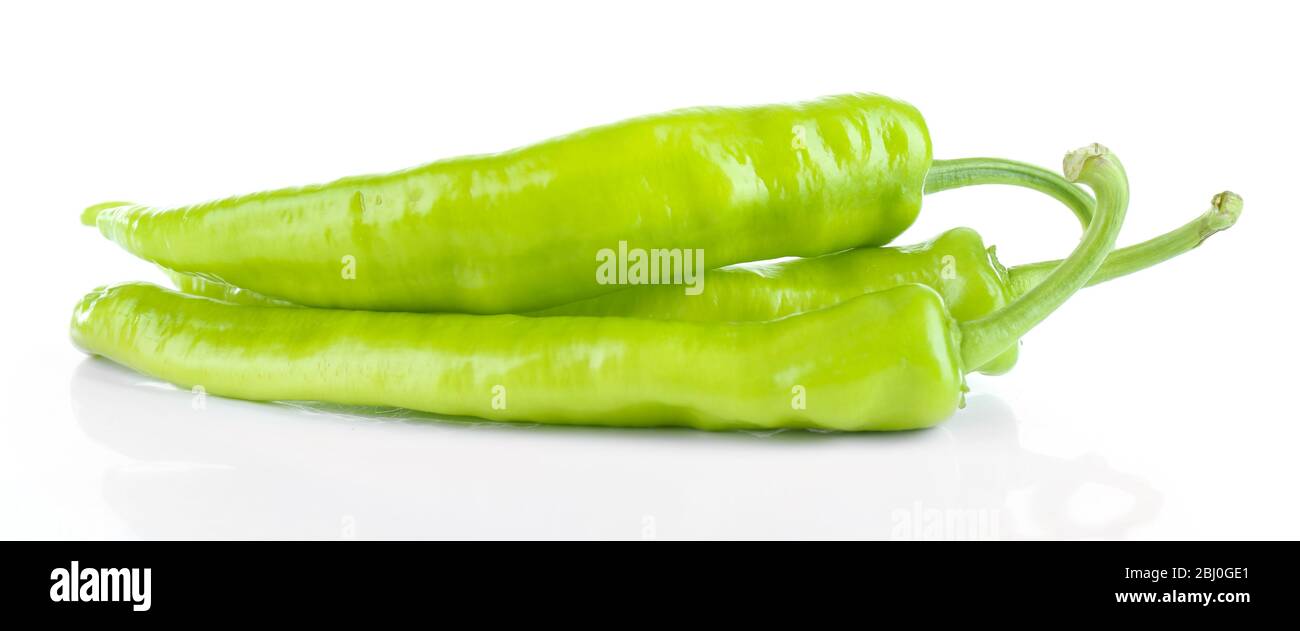 Fresh green peppers isolated on white Stock Photo - Alamy