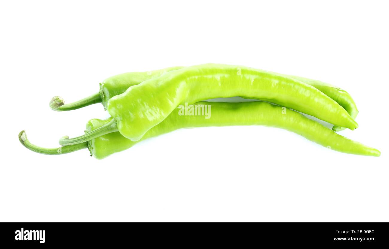 Fresh green peppers isolated on white Stock Photo - Alamy