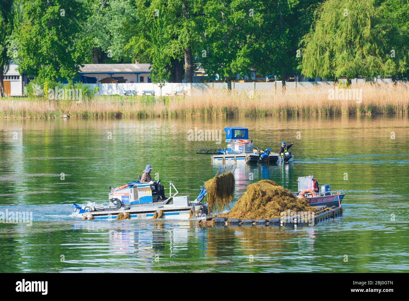 Wien, Vienna: water plants boat mower of Wiener Gewässer (Vienna waters ...