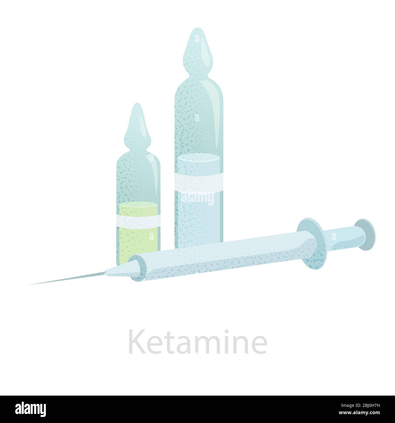 Ampoules with ketamine and a syringe. An illustration of a ketamine ...