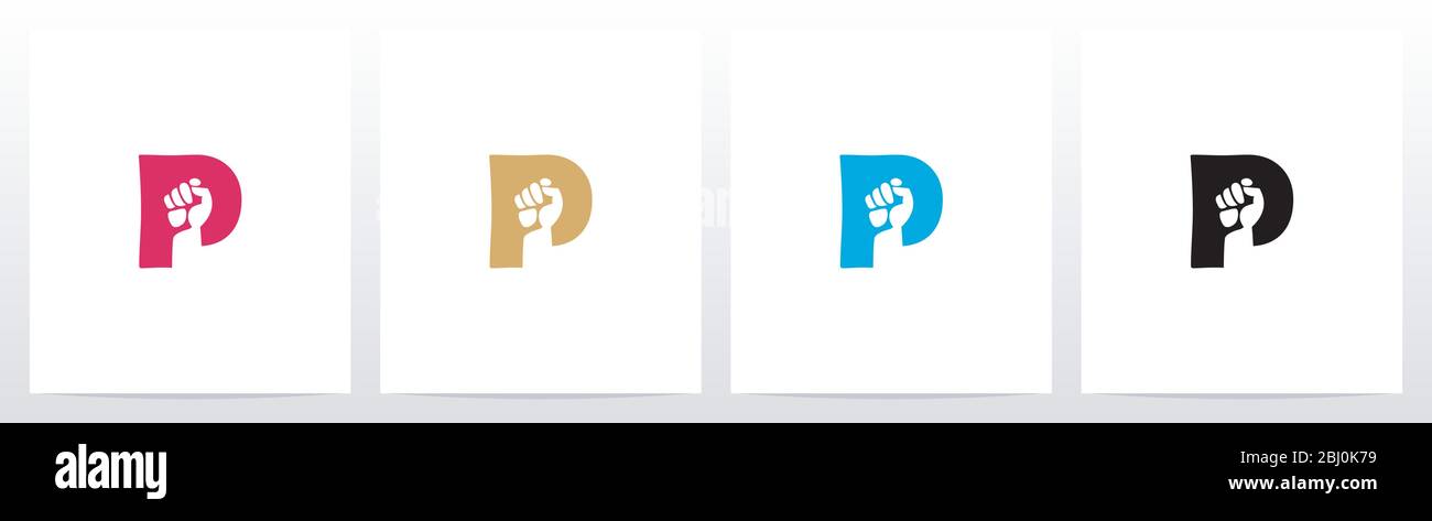 Fist Inside Letter Logo Design P Stock Vector Image & Art - Alamy