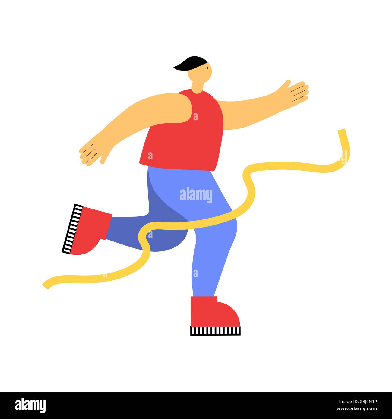 male sports running flat illustration on white background Stock Vector ...