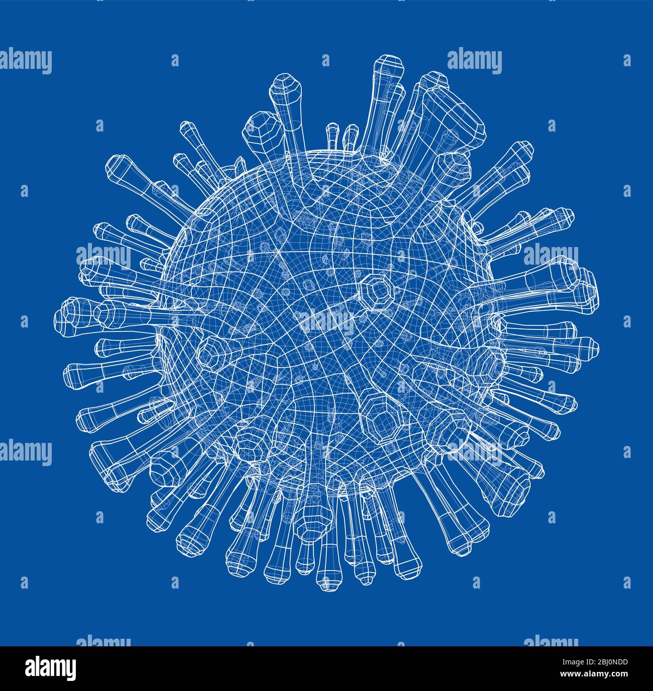 Vector wire-frame model of a virus. Abstract 3d microbe, virus or ...