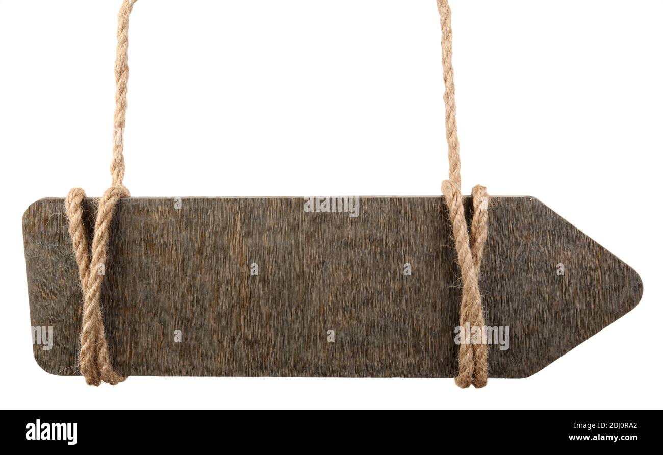 Wooden sign arrow isolated on white Stock Photo - Alamy