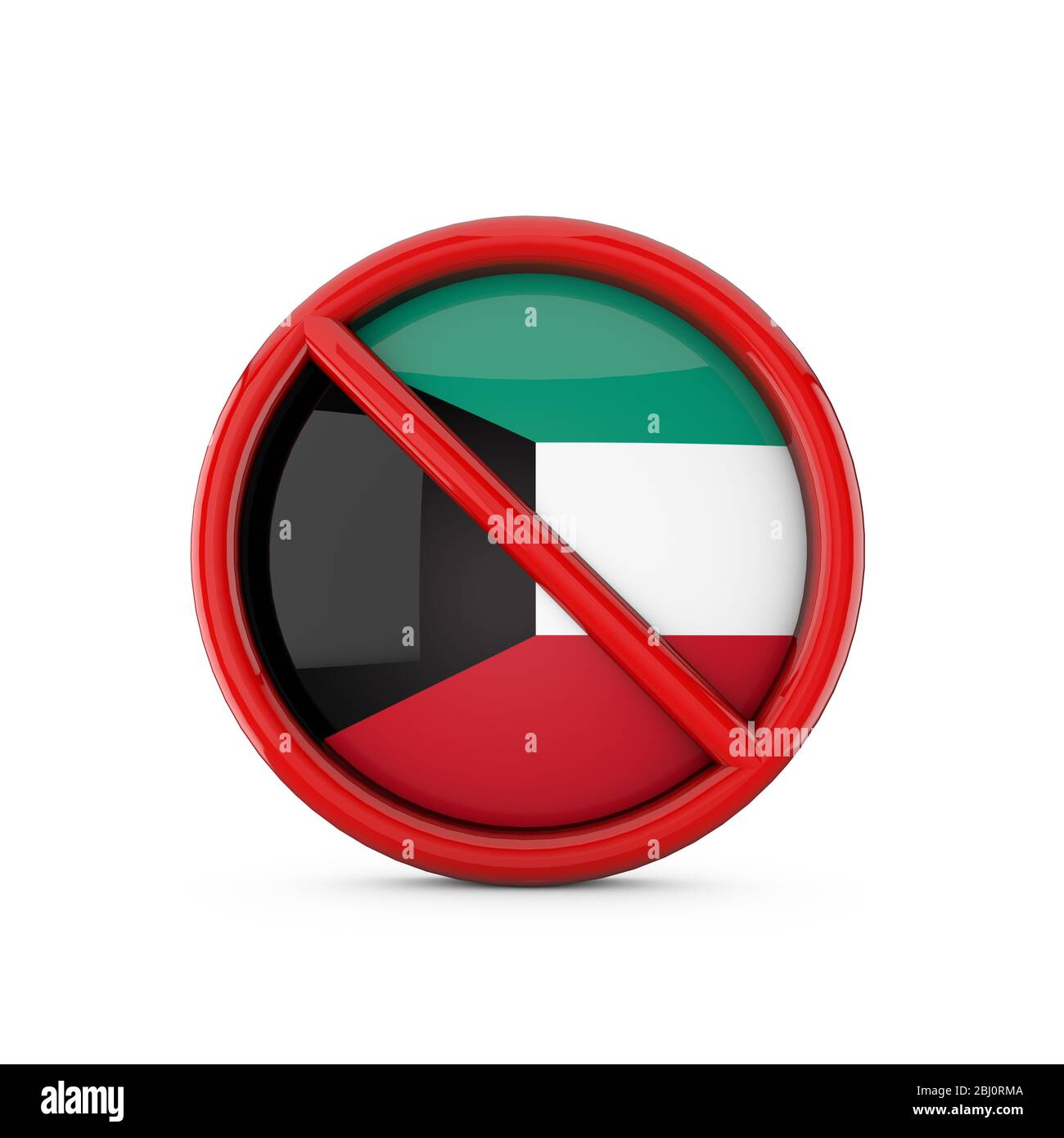 Kuwait flag prohibited no entry symbol. 3D Rendering Stock Photo - Alamy