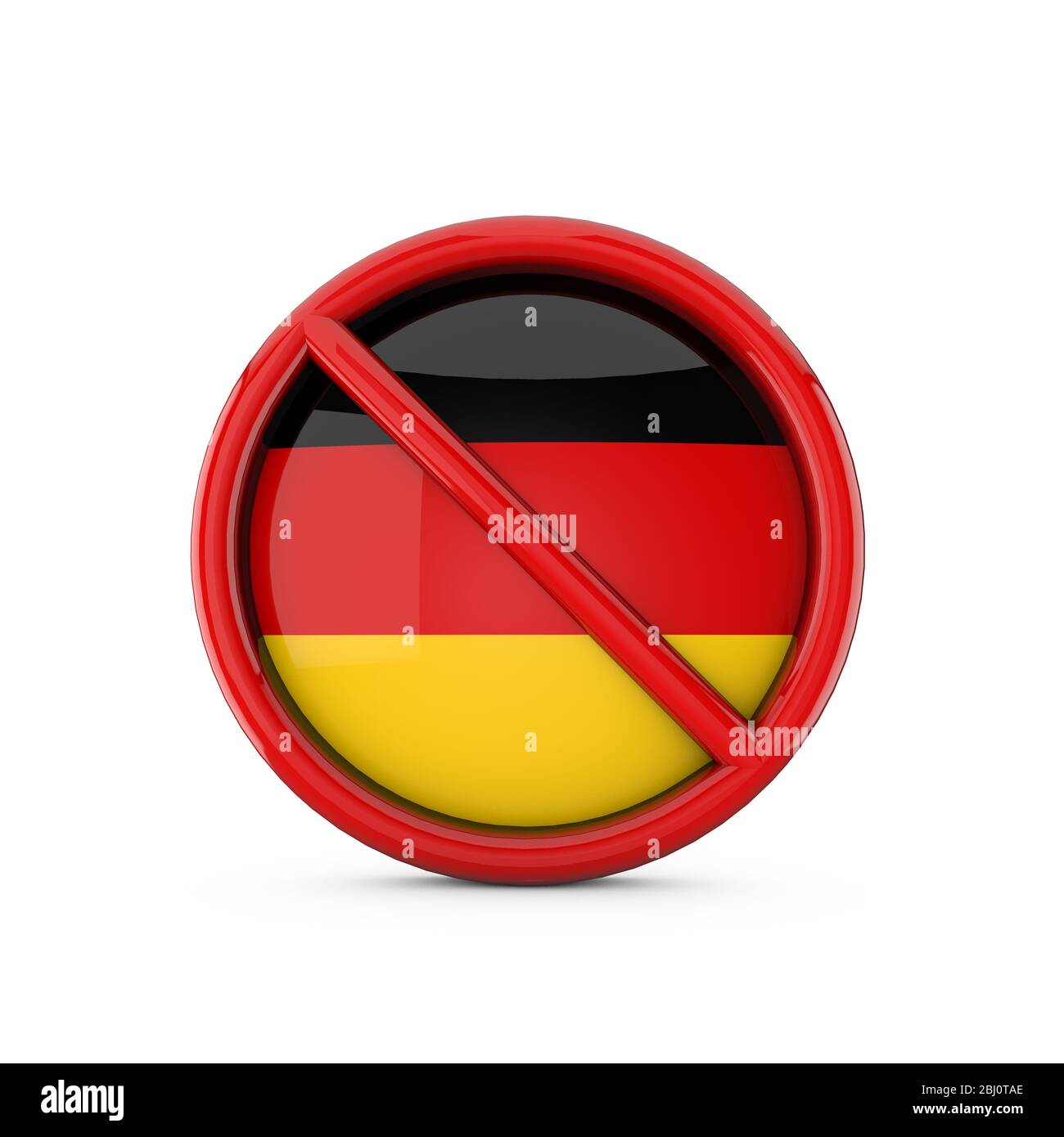 Germany flag prohibited no entry symbol. 3D Rendering Stock Photo - Alamy