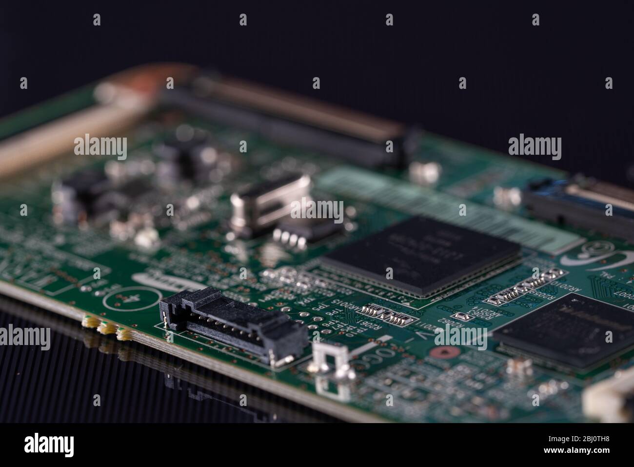 Microcontroller pcb. Close up printed circuit board of an electronic ...
