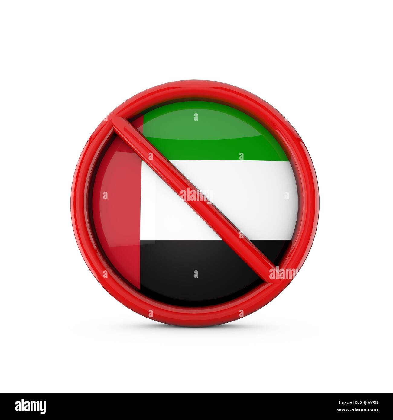 United Arab Emirates flag prohibited no entry symbol. 3D Rendering ...