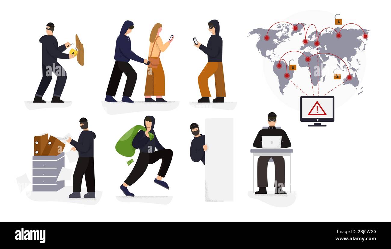 Infographics of hacker cyber crime with hacking and identity theft ...