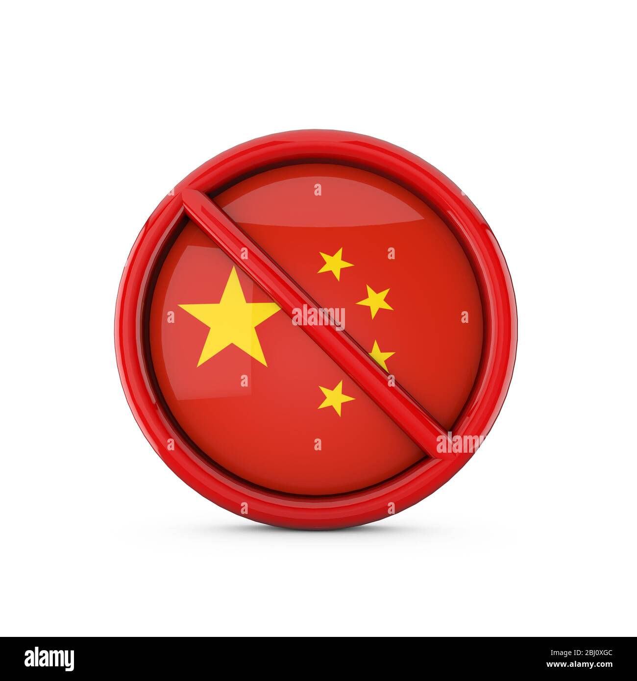 China flag prohibited no entry symbol. 3D Rendering Stock Photo - Alamy