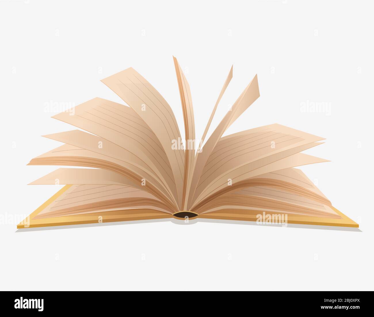 Open book with flipping pages. Concept for diary, textbook, noteboo ...