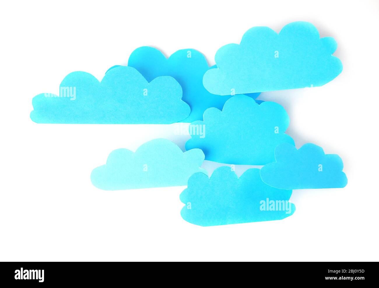 Blue paper clouds, isolated on white. Cloud computing concept Stock ...