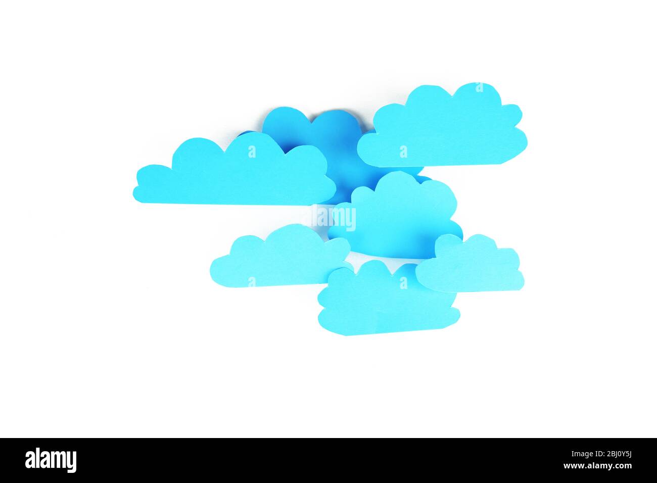 Blue paper clouds, isolated on white. Cloud computing concept Stock ...