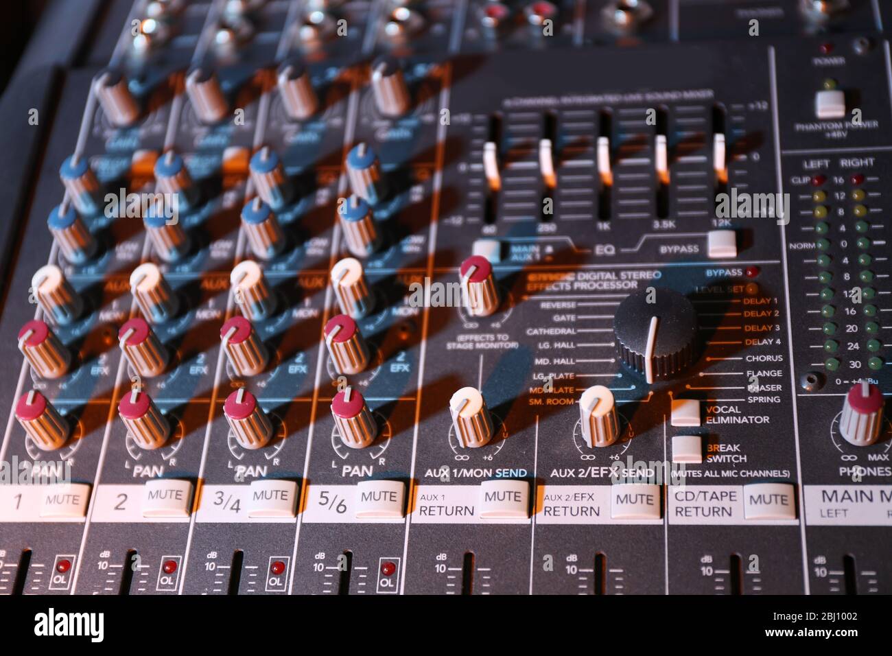 sound music mixer control panel close up Stock Photo - Alamy