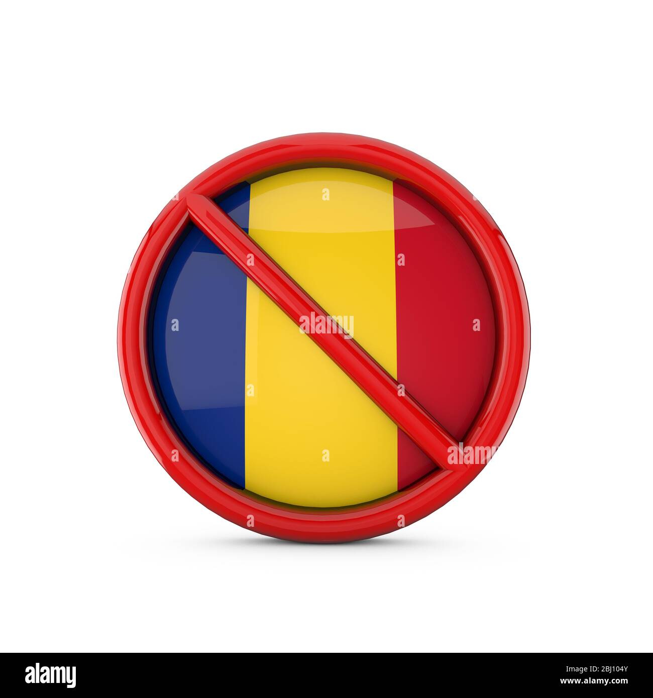 Romania flag prohibited no entry symbol. 3D Rendering Stock Photo - Alamy