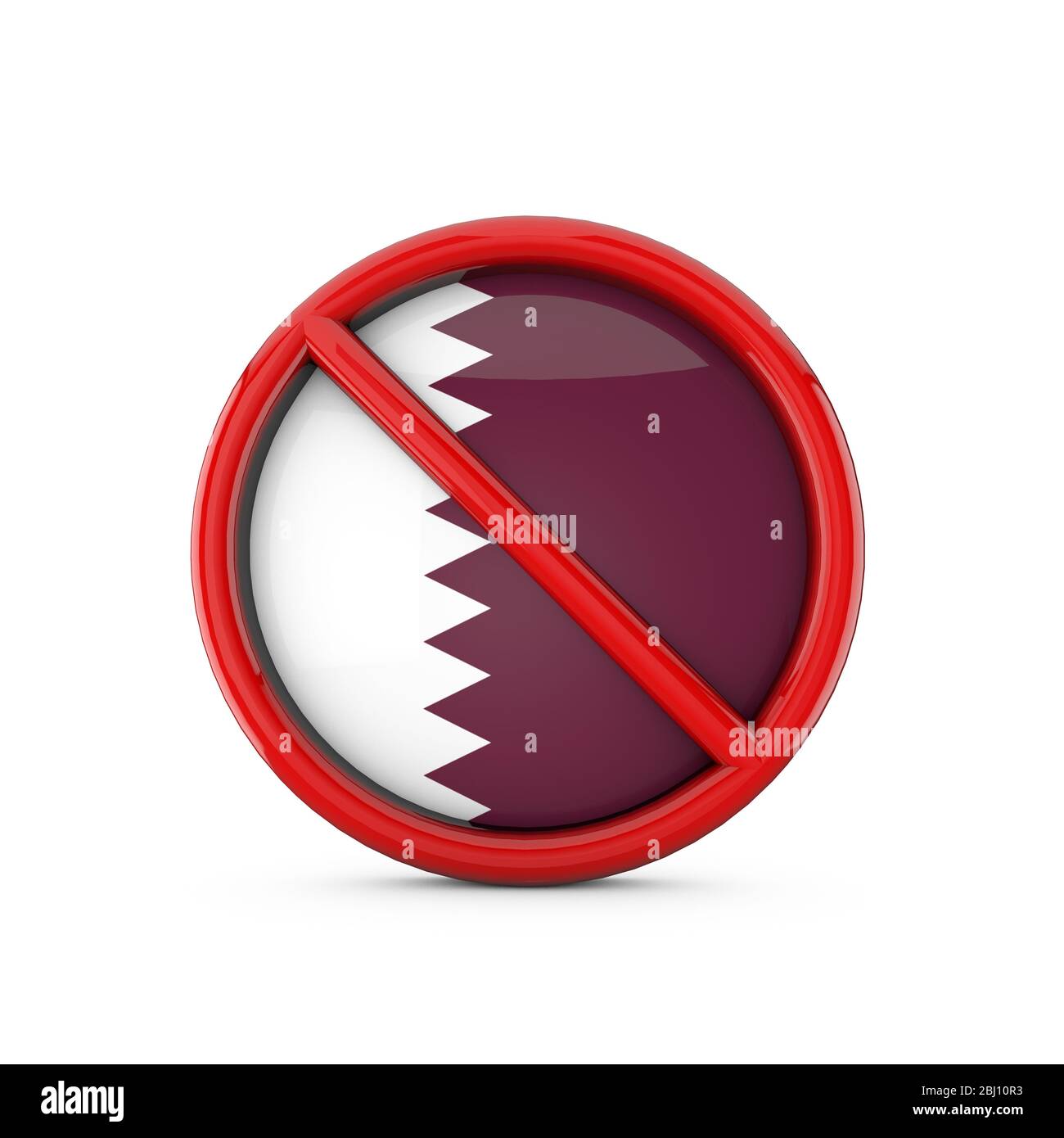 Qatar flag prohibited no entry symbol. 3D Rendering Stock Photo - Alamy
