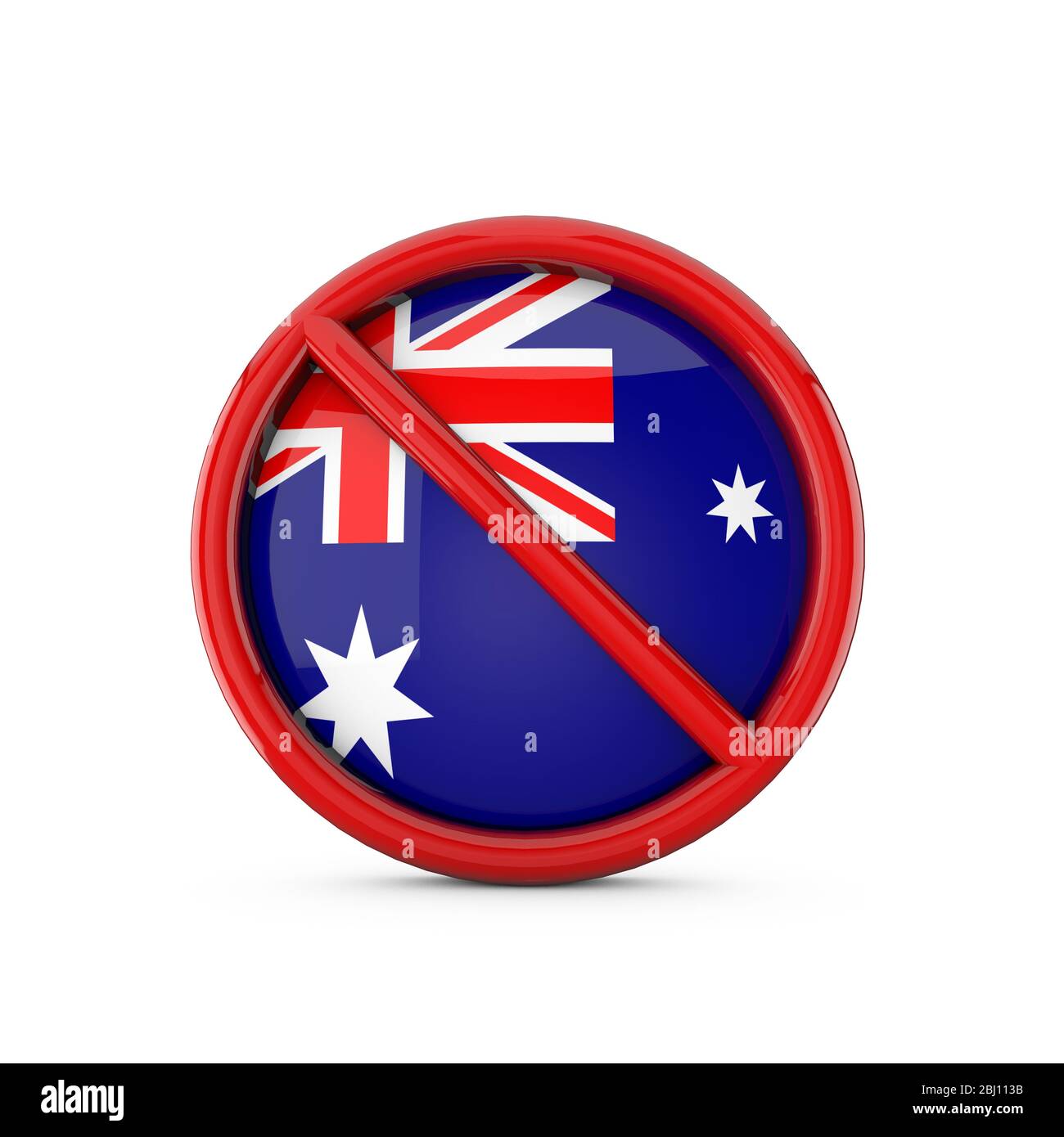 Australia flag prohibited no entry symbol. 3D Rendering Stock Photo - Alamy
