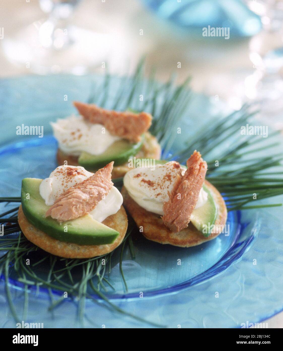 Salmon canapes Stock Photo - Alamy