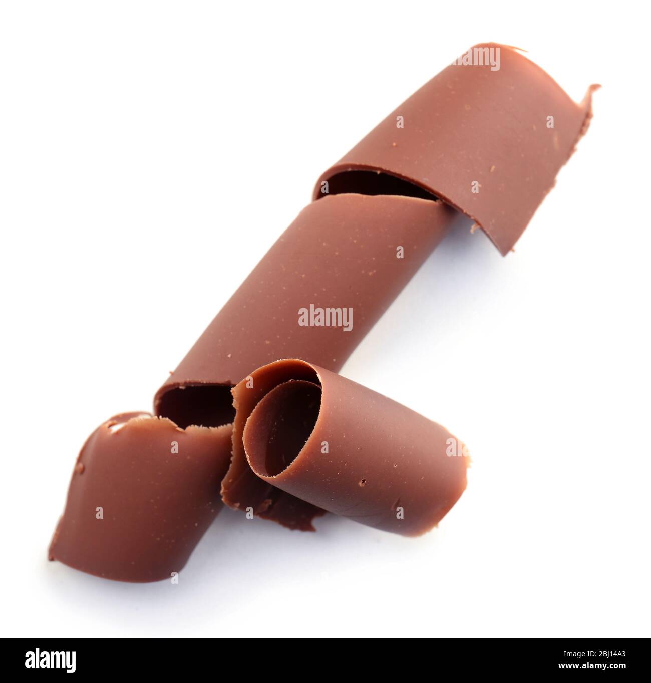 Chocolate curls isolated on white Stock Photo - Alamy