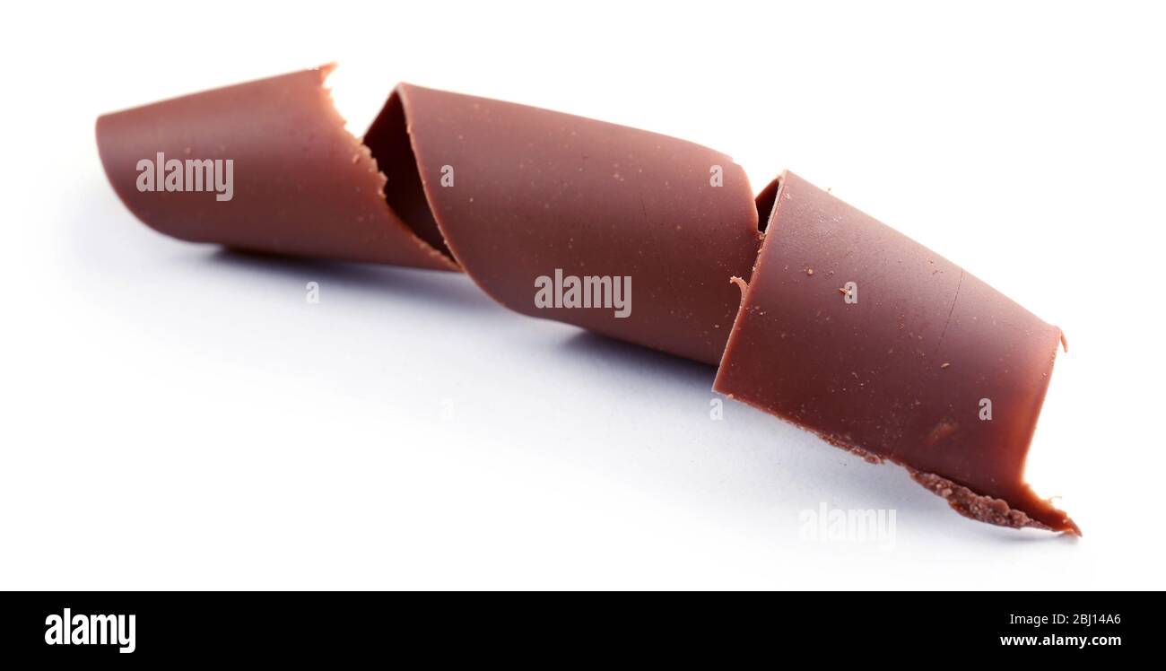 Chocolate curl isolated on white Stock Photo - Alamy