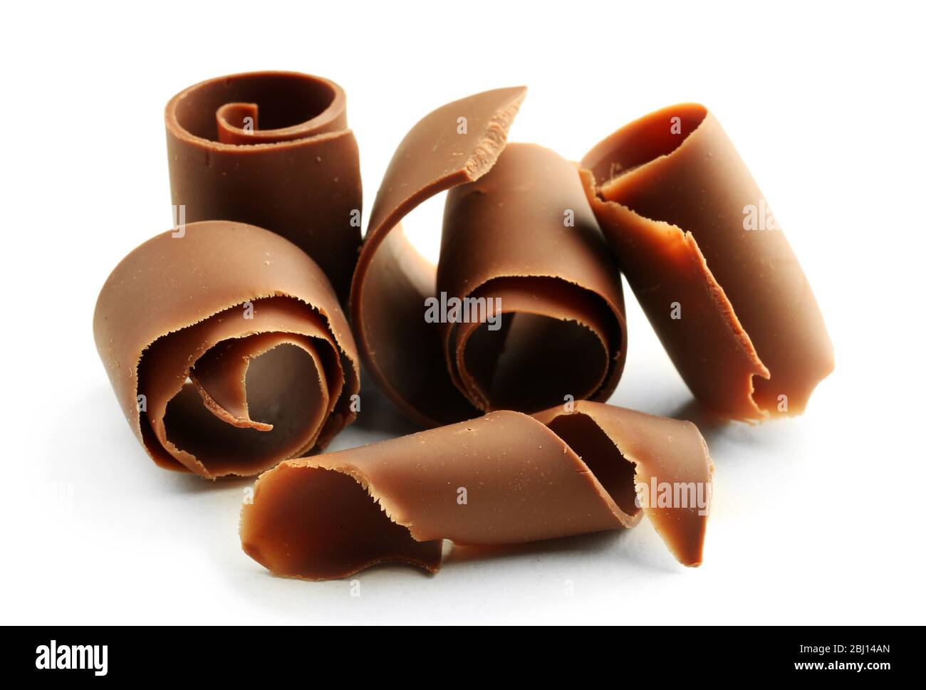Chocolate curls isolated on white Stock Photo - Alamy