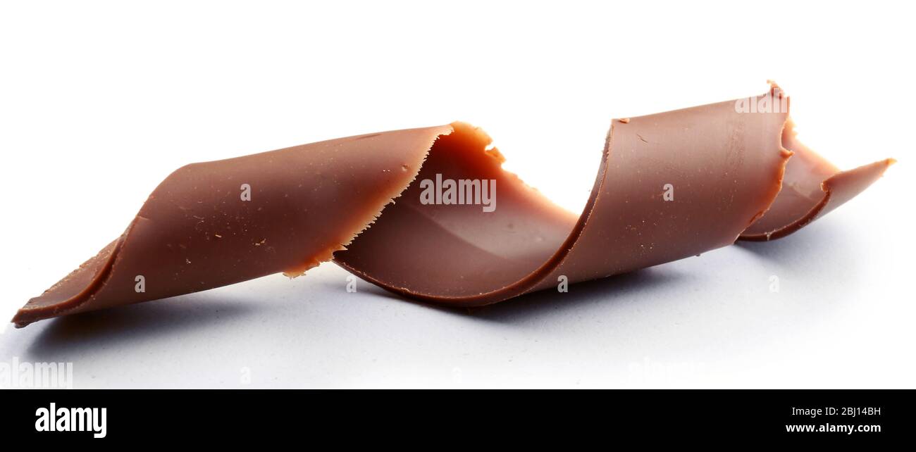 Chocolate curl isolated on white Stock Photo - Alamy