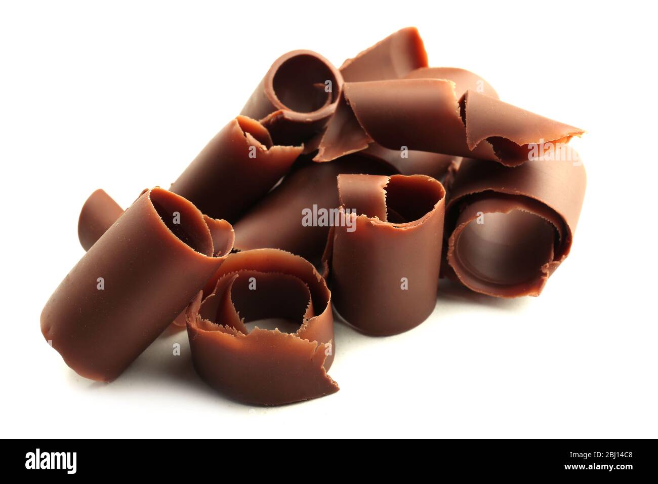 Chocolate curls isolated on white Stock Photo - Alamy