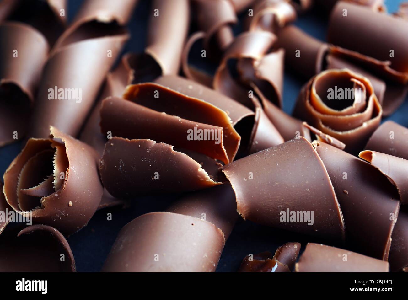 Chocolate curls close up Stock Photo - Alamy
