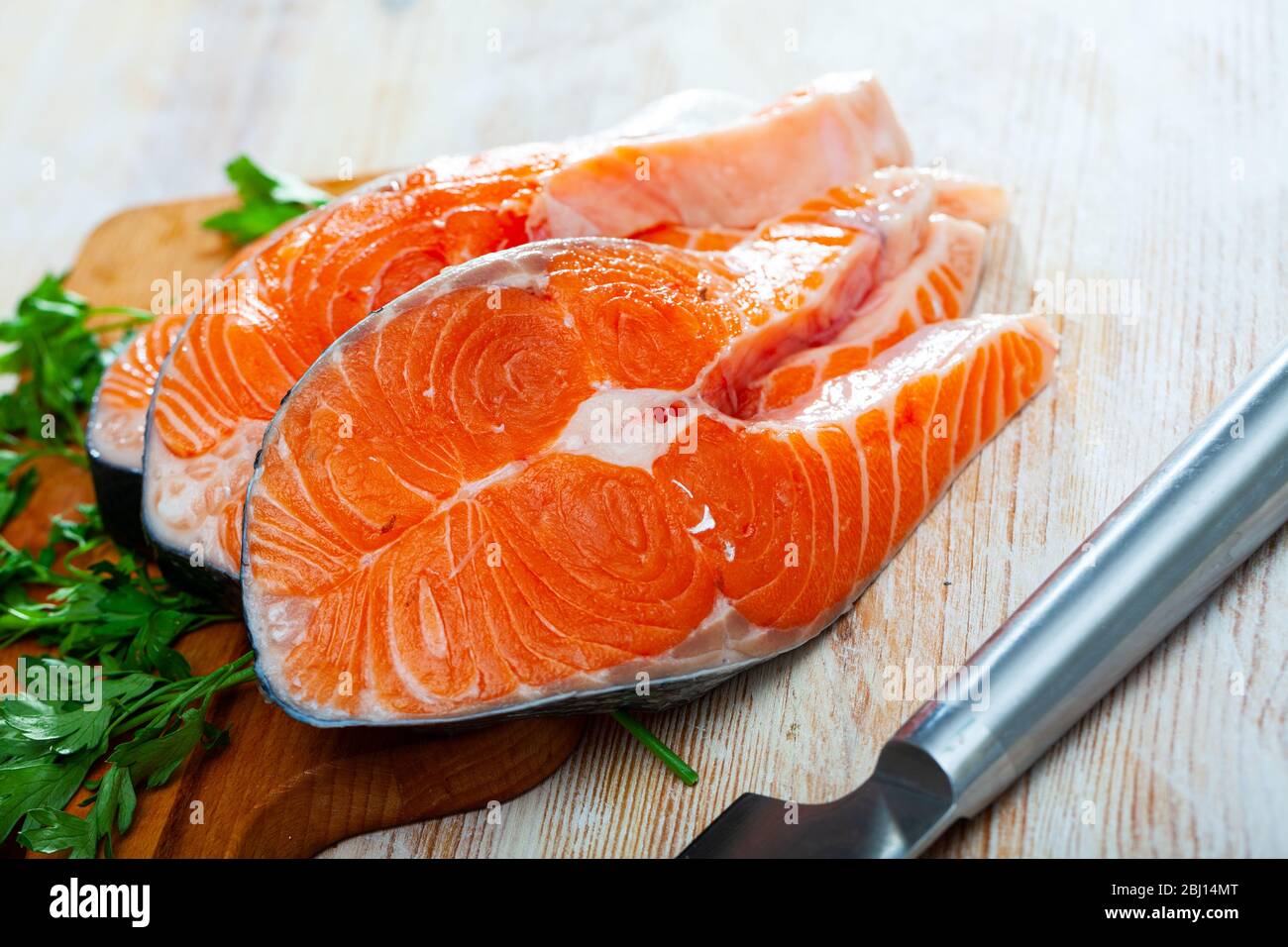 Raw salmon fillet. Healthy food Stock Photo - Alamy