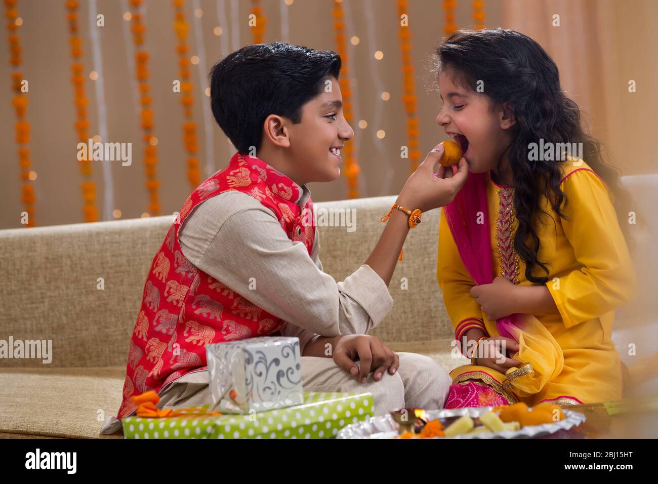 brother and sister celebrating Rakhi Stock Photo - Alamy