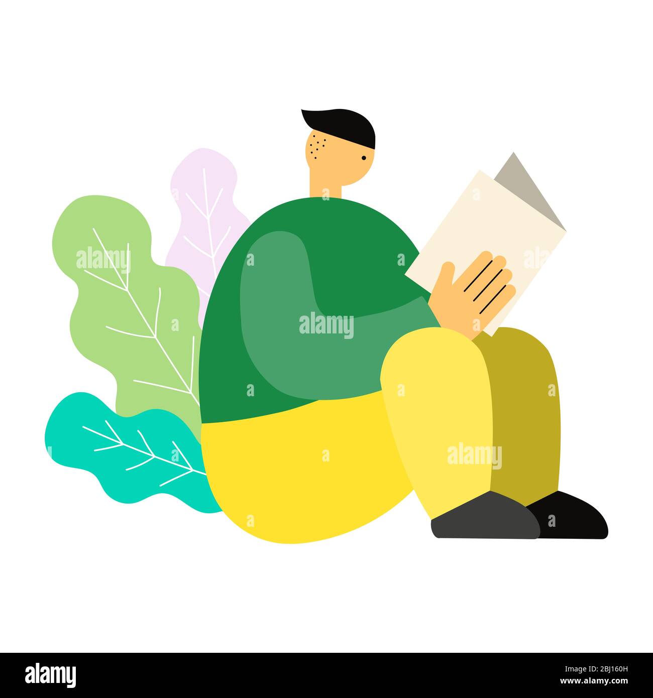 man in nature reads book vector illustration Stock Vector Image & Art ...
