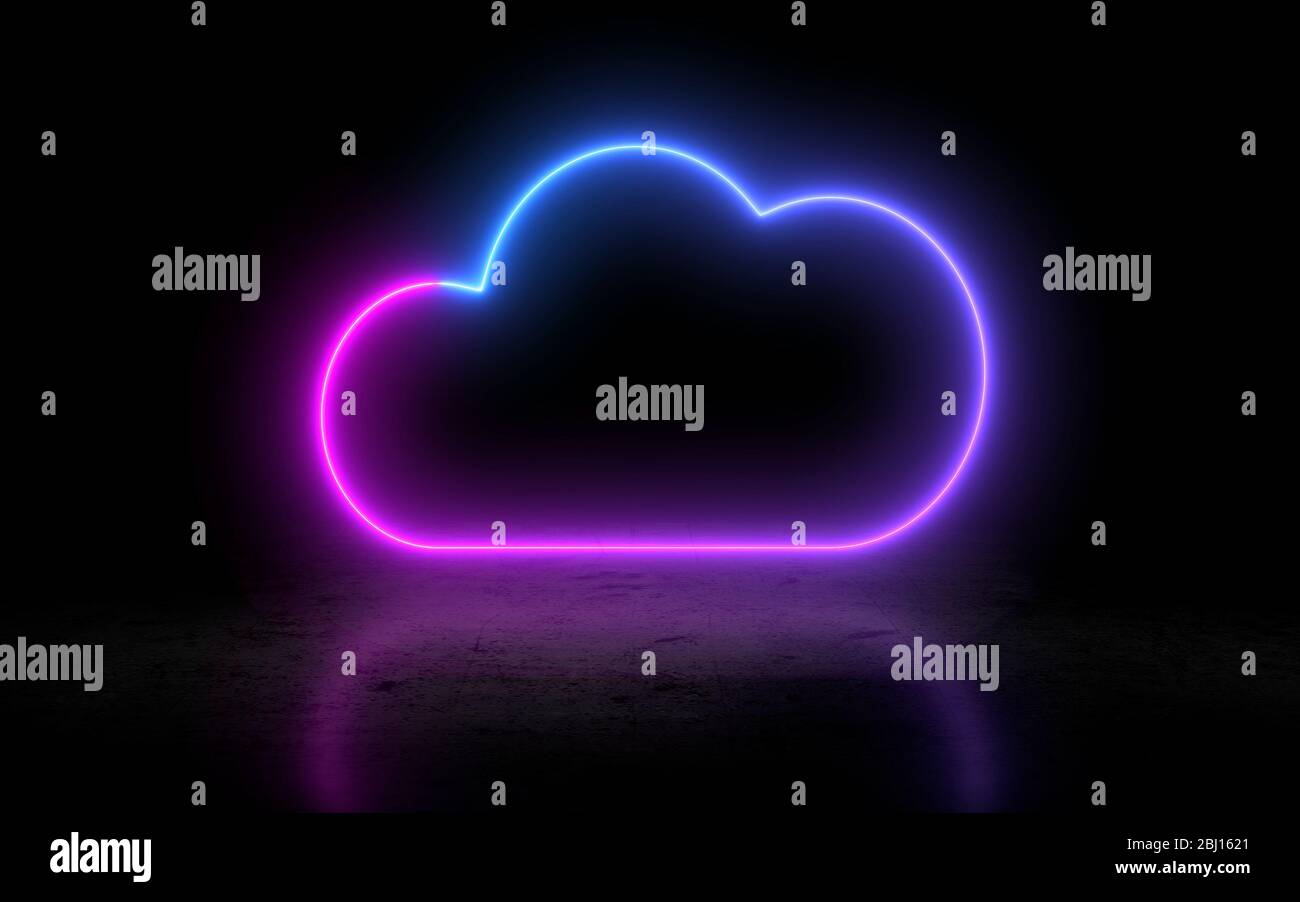 neon cloud icon illustration 3d rendering Stock Photo - Alamy