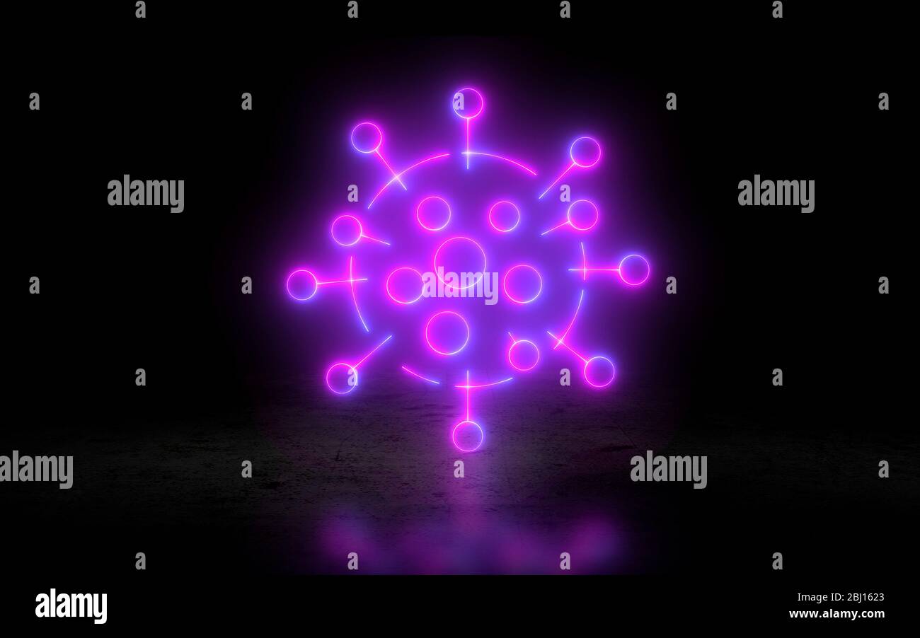neon virus icon illustration 3d rendering Stock Photo - Alamy
