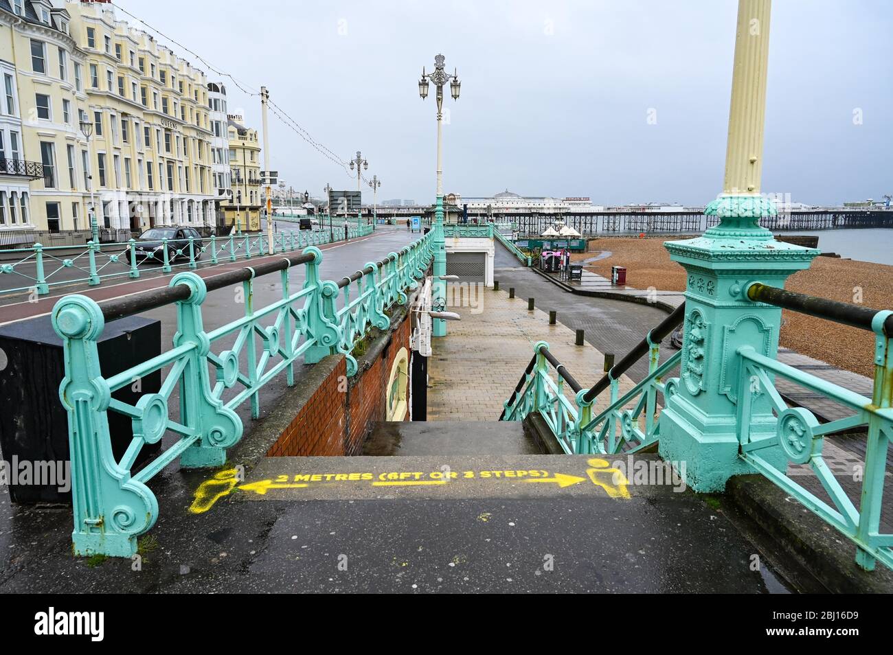 Brighton UK 28th April 2020 - Brighton seafront and beach are extremely ...